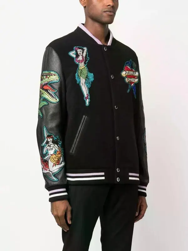 Philipp Plein Embellished College Bomber Jacket