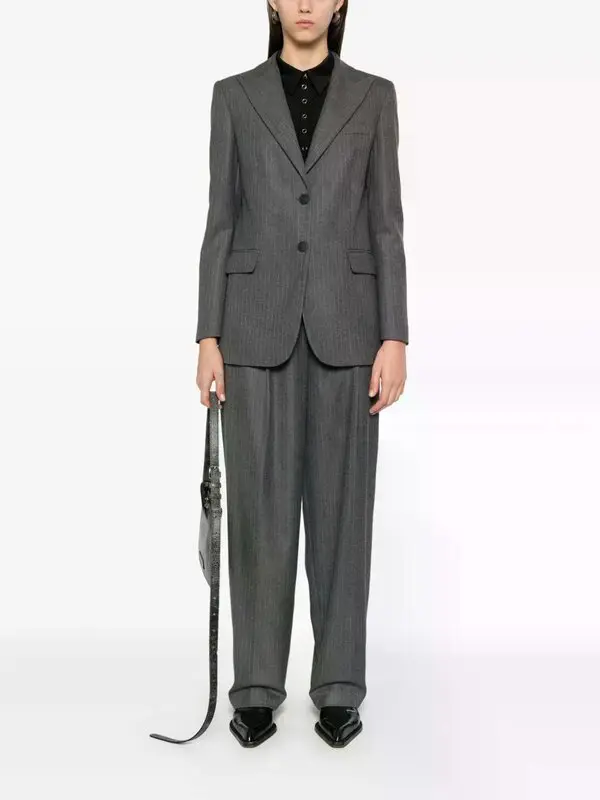 DRHOPE Pinstriped Twill Blazer