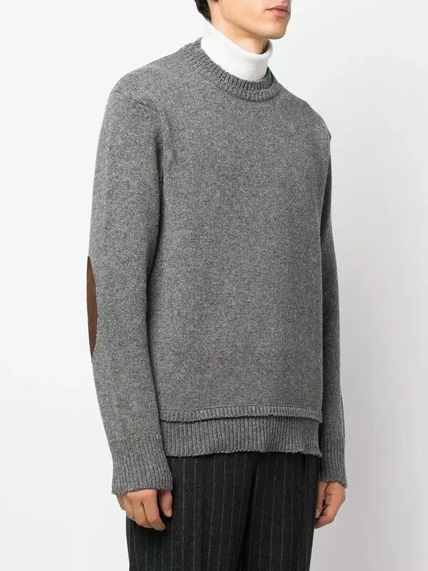 MAISON MARGIELA Elbow-patch Knitted Sweater - Grey