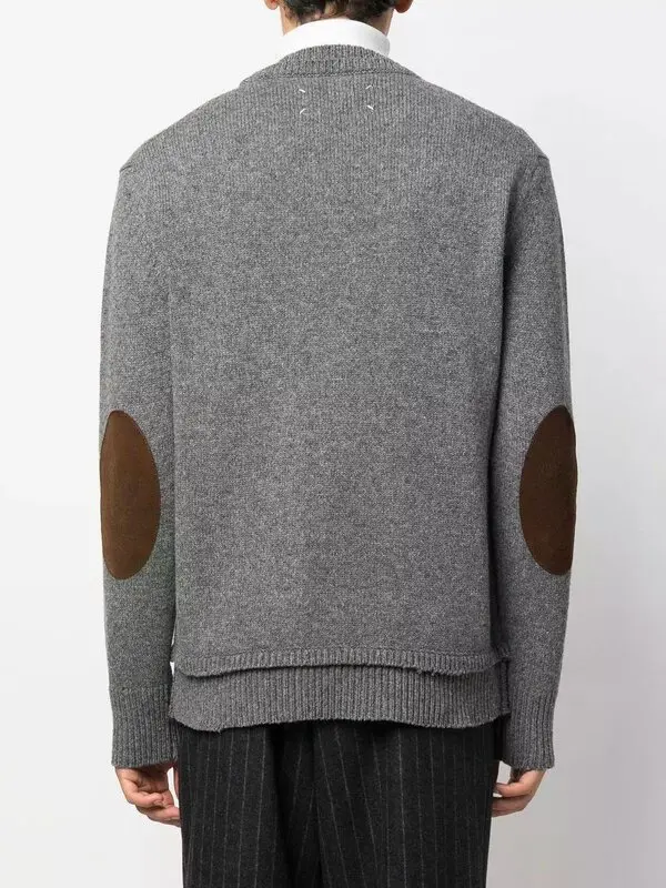 MAISON MARGIELA Elbow-patch Knitted Sweater - Grey