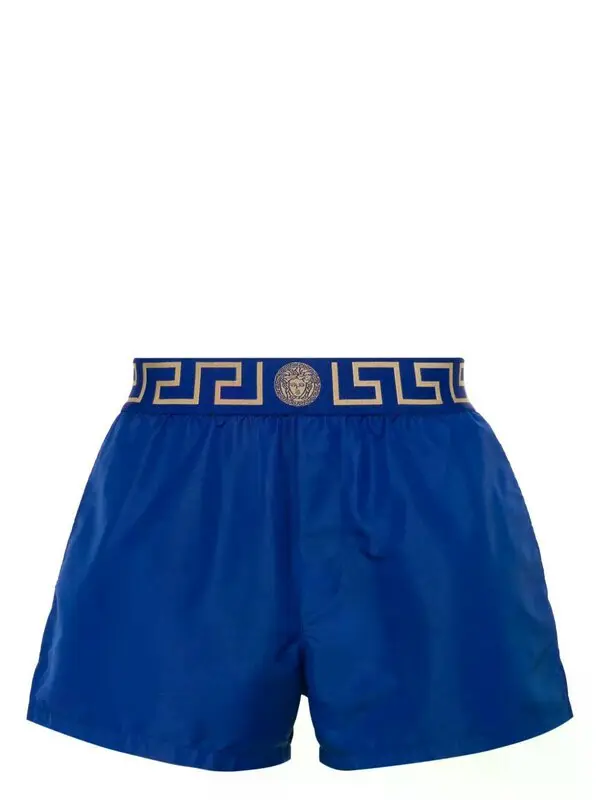 Versace Greca Border Swim Shorts - Blue