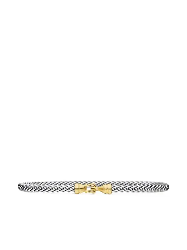 David Yurman 18kt Yellow Gold And Sterling Buckle Classic Cable Bracelet - Silver