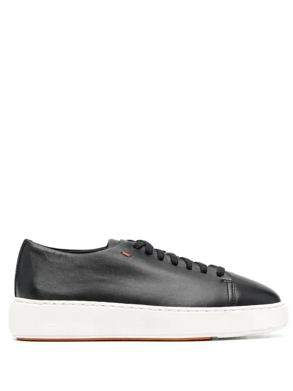 Santoni Leather Low-top Sneakers - Black