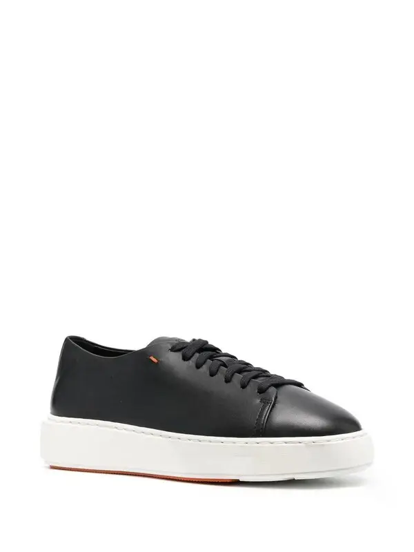 Santoni Leather Low-top Sneakers - Black