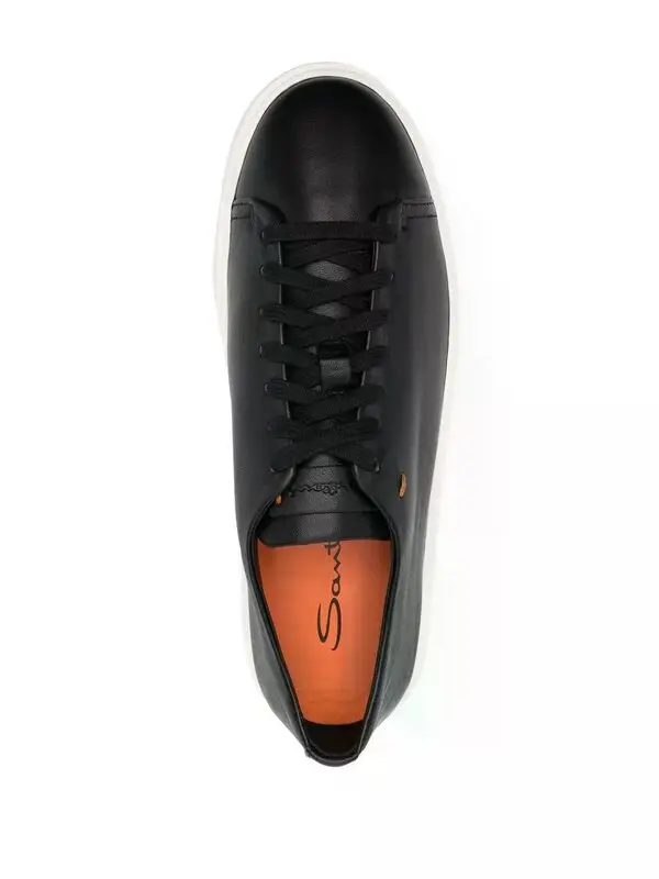 Santoni Leather Low-top Sneakers - Black