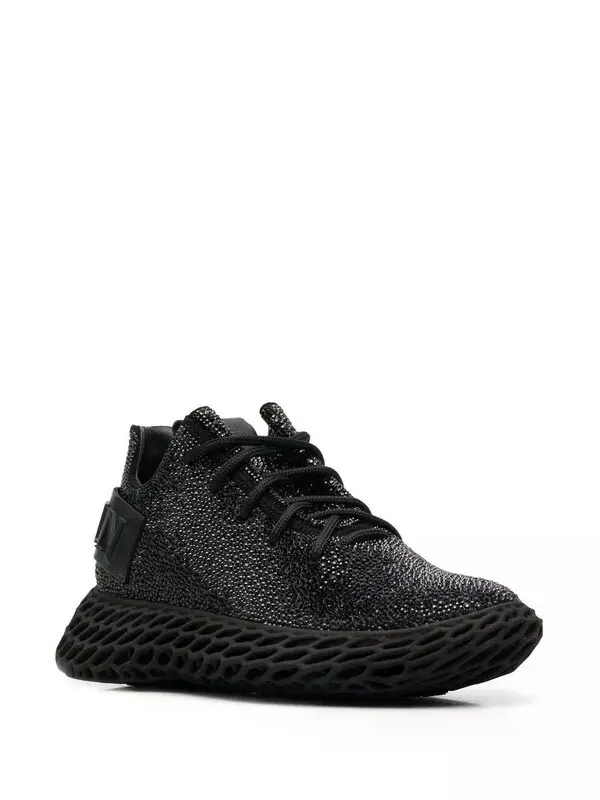 Philipp Plein Crystal-embellished Leather Sneakers - Black