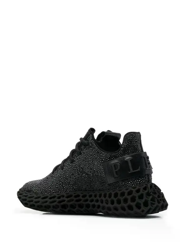 Philipp Plein Crystal-embellished Leather Sneakers - Black