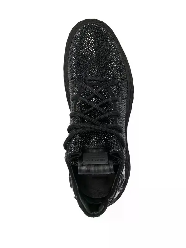 Philipp Plein Crystal-embellished Leather Sneakers - Black