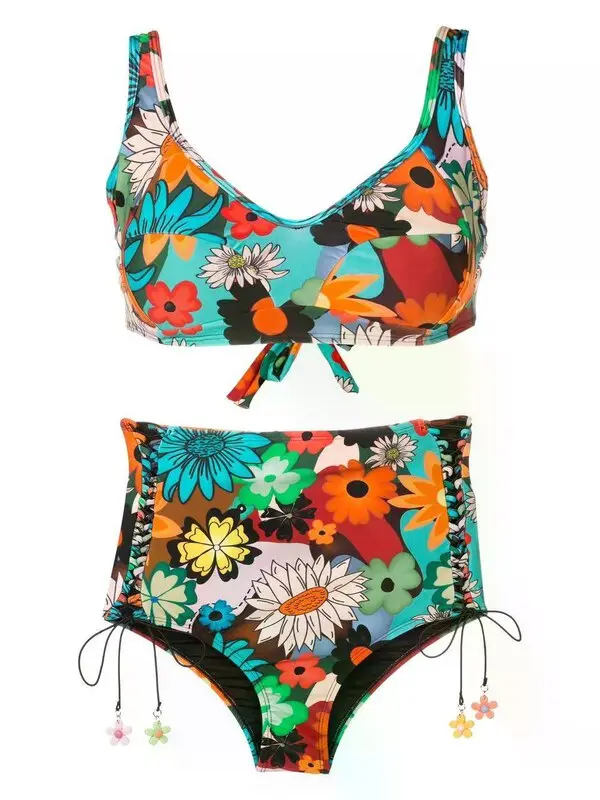AMIR SLAMA Floral-print High-waisted Bikini - Multicolour