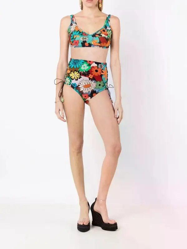 AMIR SLAMA Floral-print High-waisted Bikini