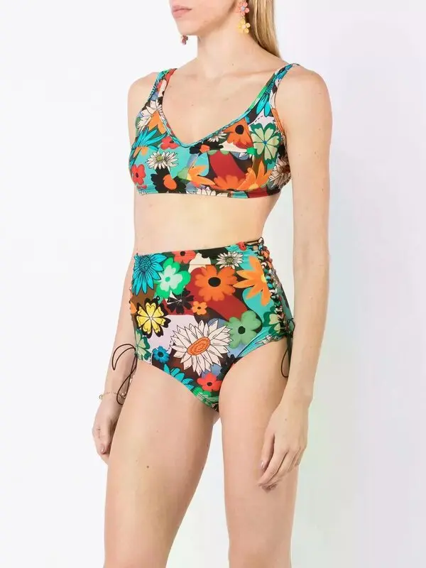 AMIR SLAMA Floral-print High-waisted Bikini