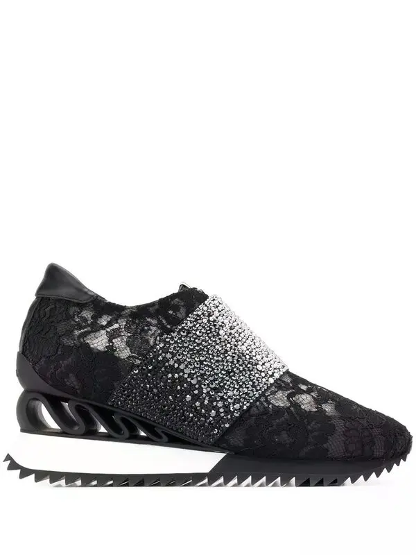 LE SILLA Rhinestone-embellished Leather Sneakers
