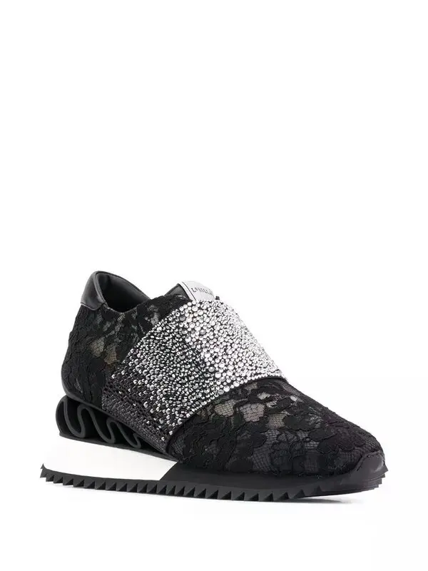 LE SILLA Rhinestone-embellished Leather Sneakers