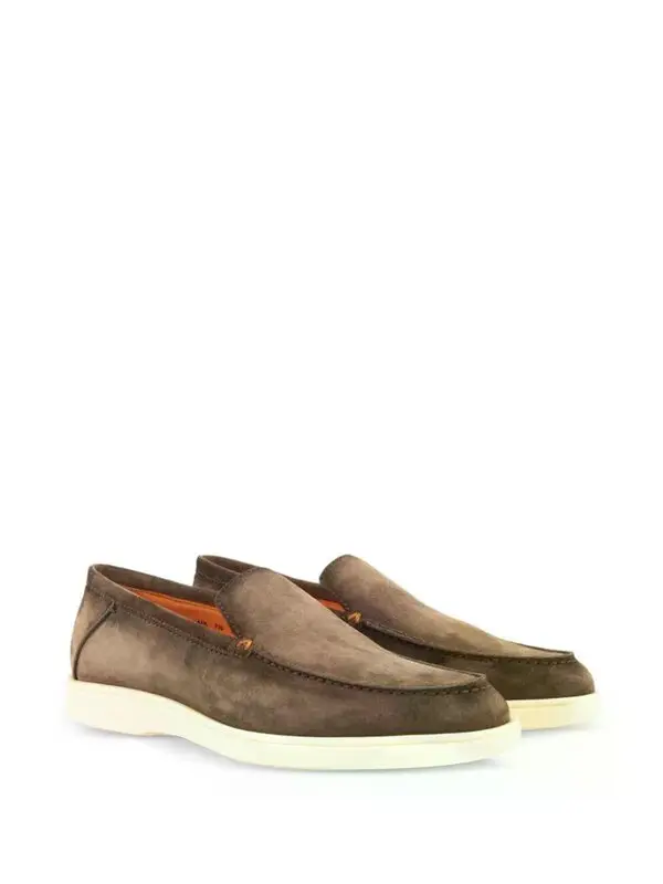 Santoni Suede Slip-on Loafers