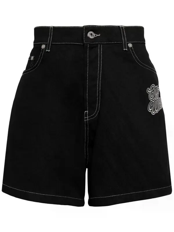 Off-White Logo-appliqué Denim Shorts
