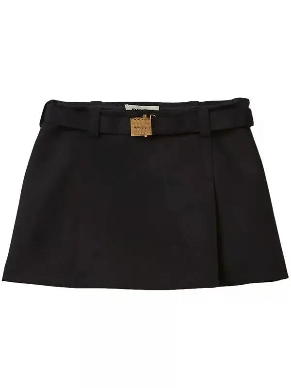 Miu Miu Logo-plaque Wool Miniskirt