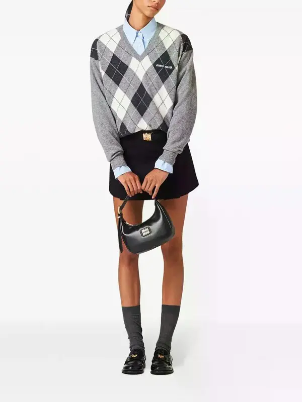 Miu Miu Logo-plaque Wool Miniskirt