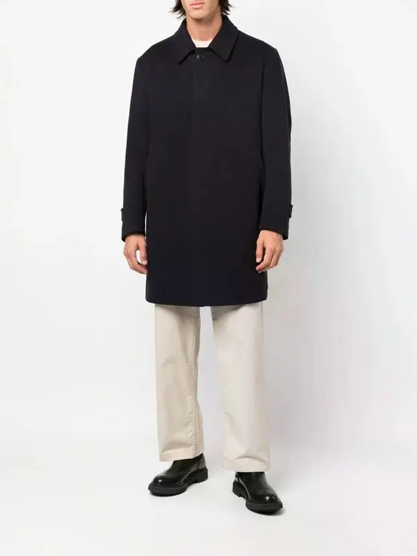 Corneliani Single-breasted Wool Coat - Blue