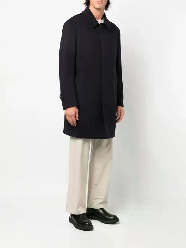 Corneliani Single-breasted Wool Coat - Blue