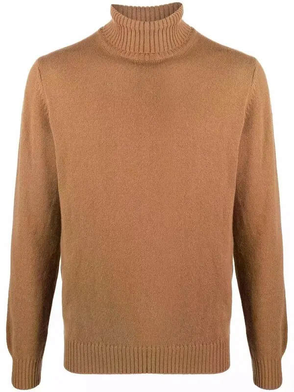 DELL'OGLIO Roll-neck Knitted Jumper - Brown