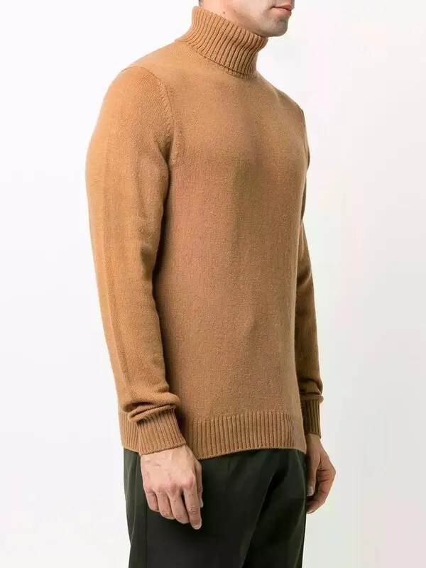 DELL'OGLIO Roll-neck Knitted Jumper - Brown