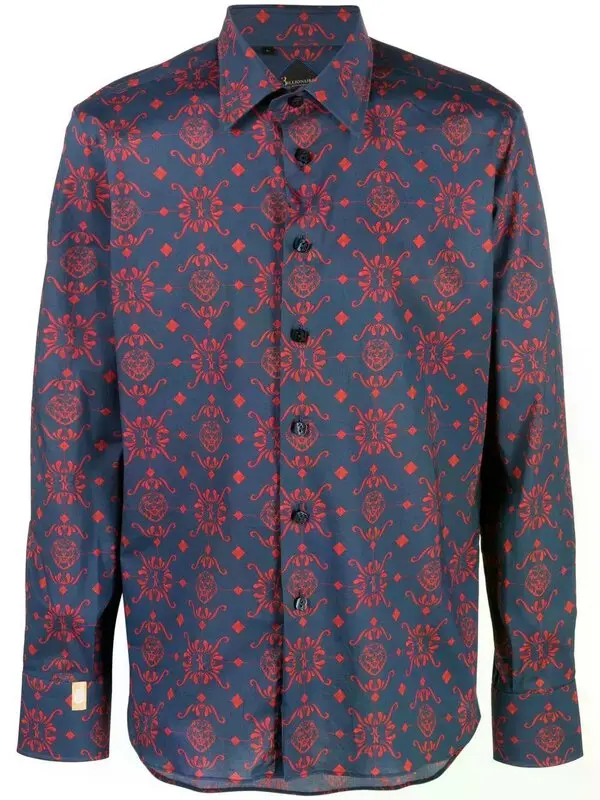 BILLIONAIRE Abstract Pattern Print Cotton Shirt
