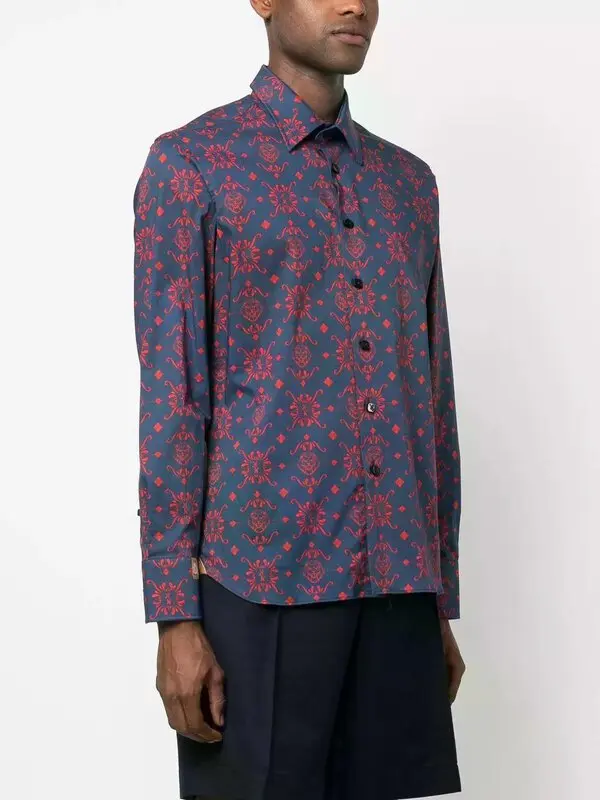 BILLIONAIRE Abstract Pattern Print Cotton Shirt