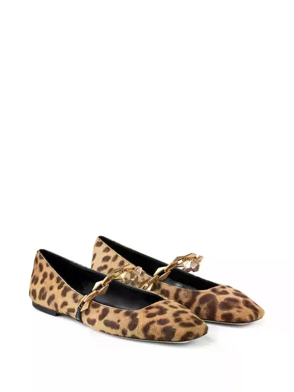 JIMMY CHOO Diamond Tilda Leopard Print Ballet Flats