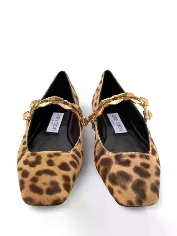 JIMMY CHOO Diamond Tilda Leopard Print Ballet Flats