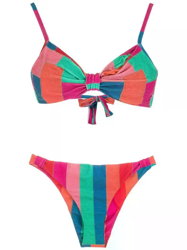 AMIR SLAMA Patchwork-print Two-piece Bikini Set - Multicolour