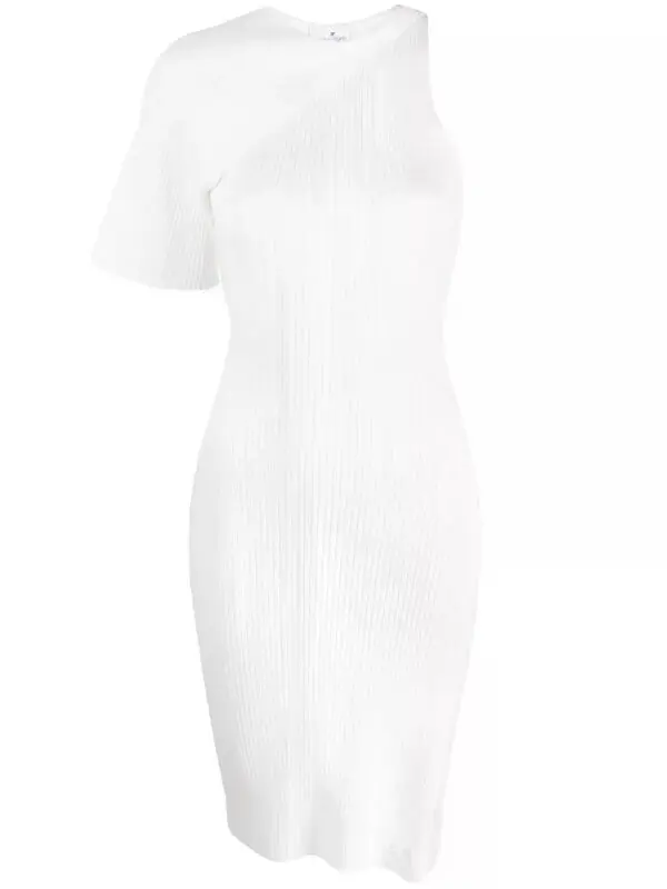 COURREGES Asymmetric Ribbed-knit Midi Dress