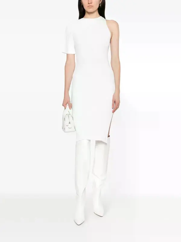 COURREGES Asymmetric Ribbed-knit Midi Dress