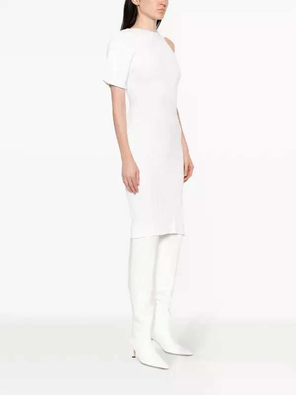 COURREGES Asymmetric Ribbed-knit Midi Dress