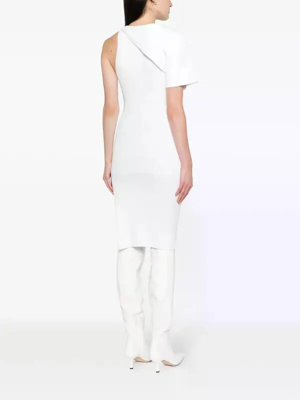 COURREGES Asymmetric Ribbed-knit Midi Dress