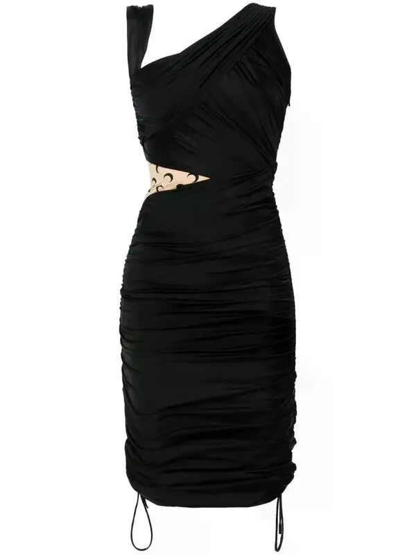 MARINE SERRE Asymmetrical Draped Midi Dress