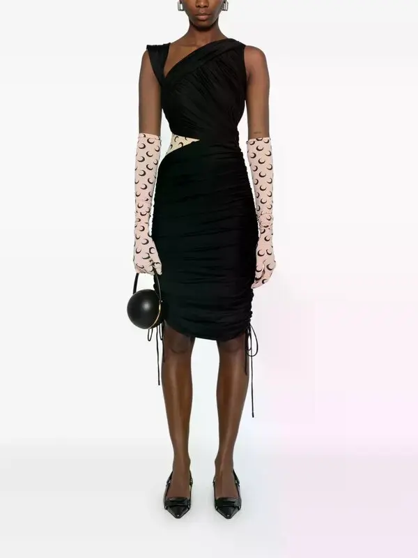 MARINE SERRE Asymmetrical Draped Midi Dress