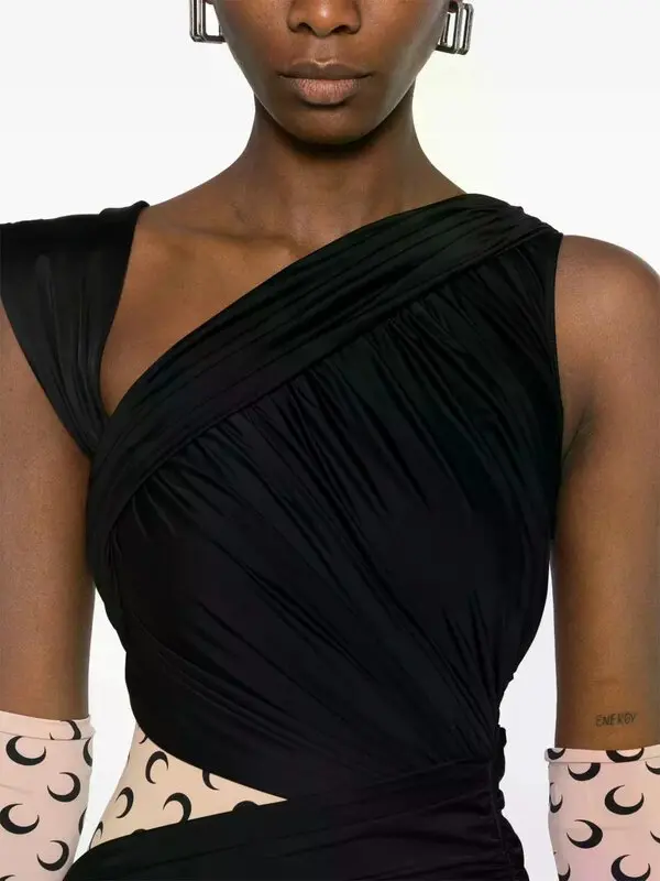 MARINE SERRE Asymmetrical Draped Midi Dress