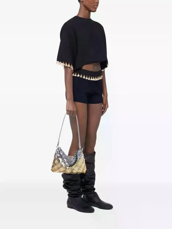 Rabanne Knitted Cropped T-shirt - Black