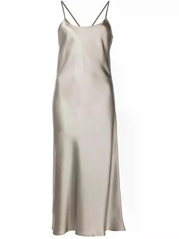Voz Sleeveless Silk Midi Dress - Grey
