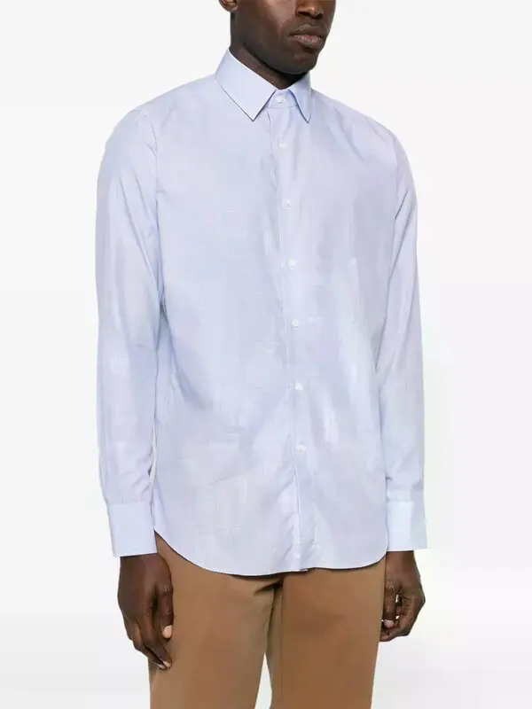 Canali Grid-pattern Shirt - Blue
