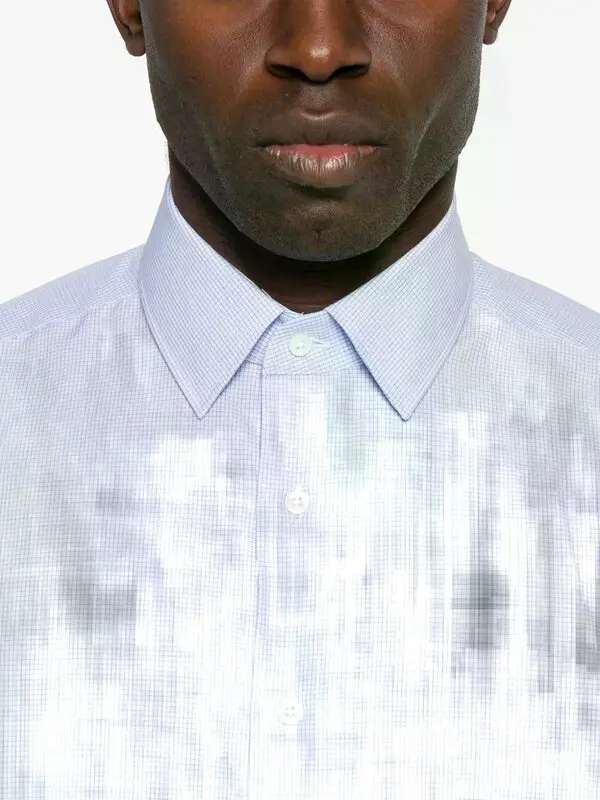 Canali Grid-pattern Shirt - Blue
