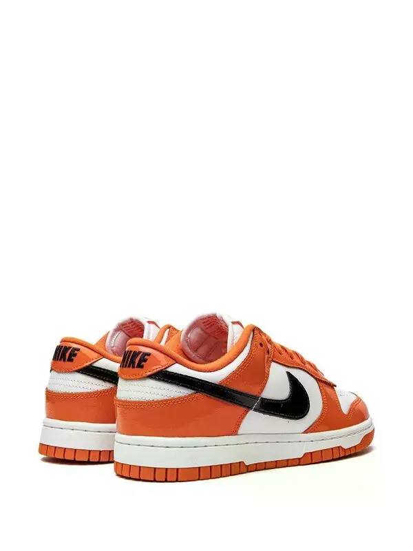 Nike Dunk Low Black Patent Leather Sneakers - Orange