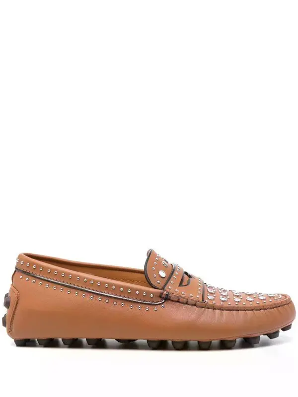 TOD'S Stud-embellished Loafers - Brown