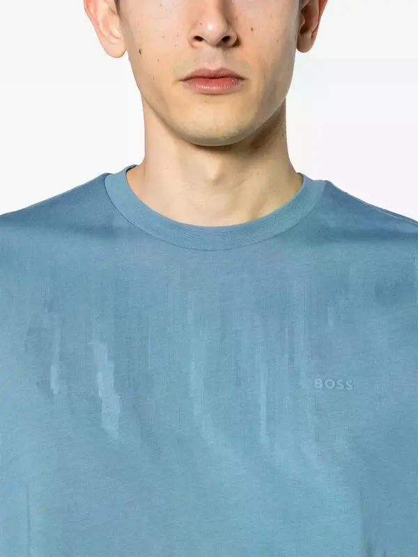 BOSS Raised-logo Cotton T-shirt - Blue