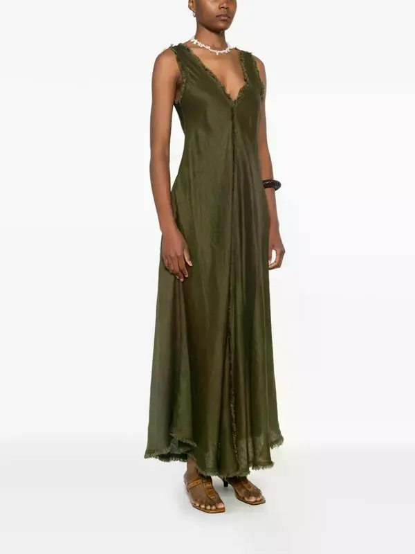P.a.r.o.s.h V-neck Fringed Dress - Green