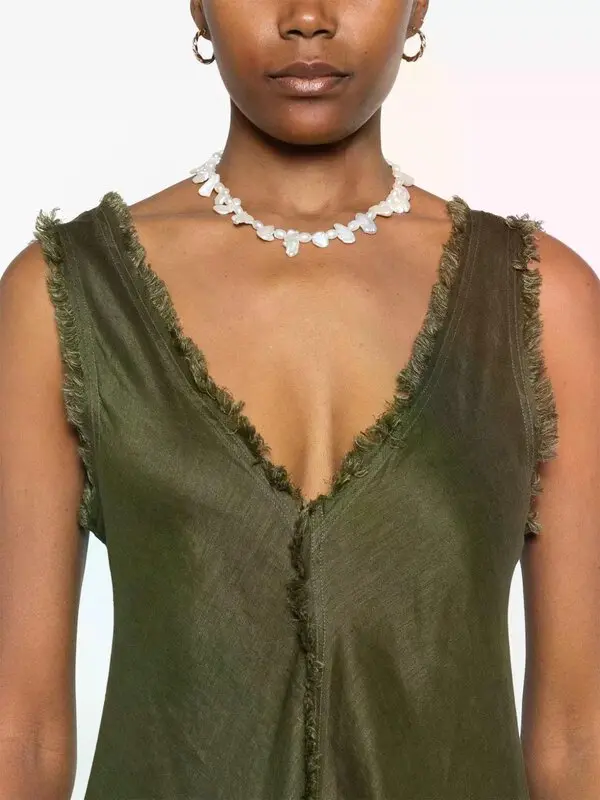 P.a.r.o.s.h V-neck Fringed Dress - Green