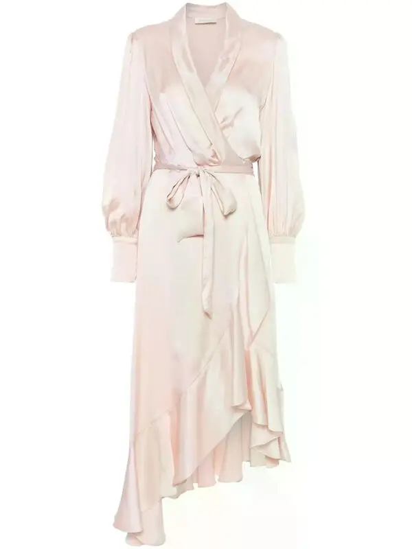 Zimmermann Silk Wrap Midi Dress - Pink