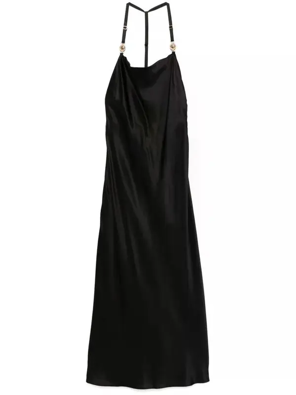MARINE SERRE Satin Maxi Slip Dress - Black