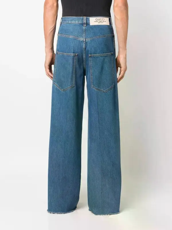 Gucci Pressed-crease Mid-rise Wide-leg Jeans