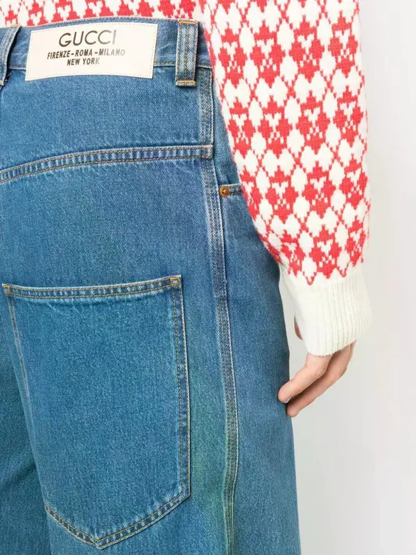 Gucci Pressed-crease Mid-rise Wide-leg Jeans